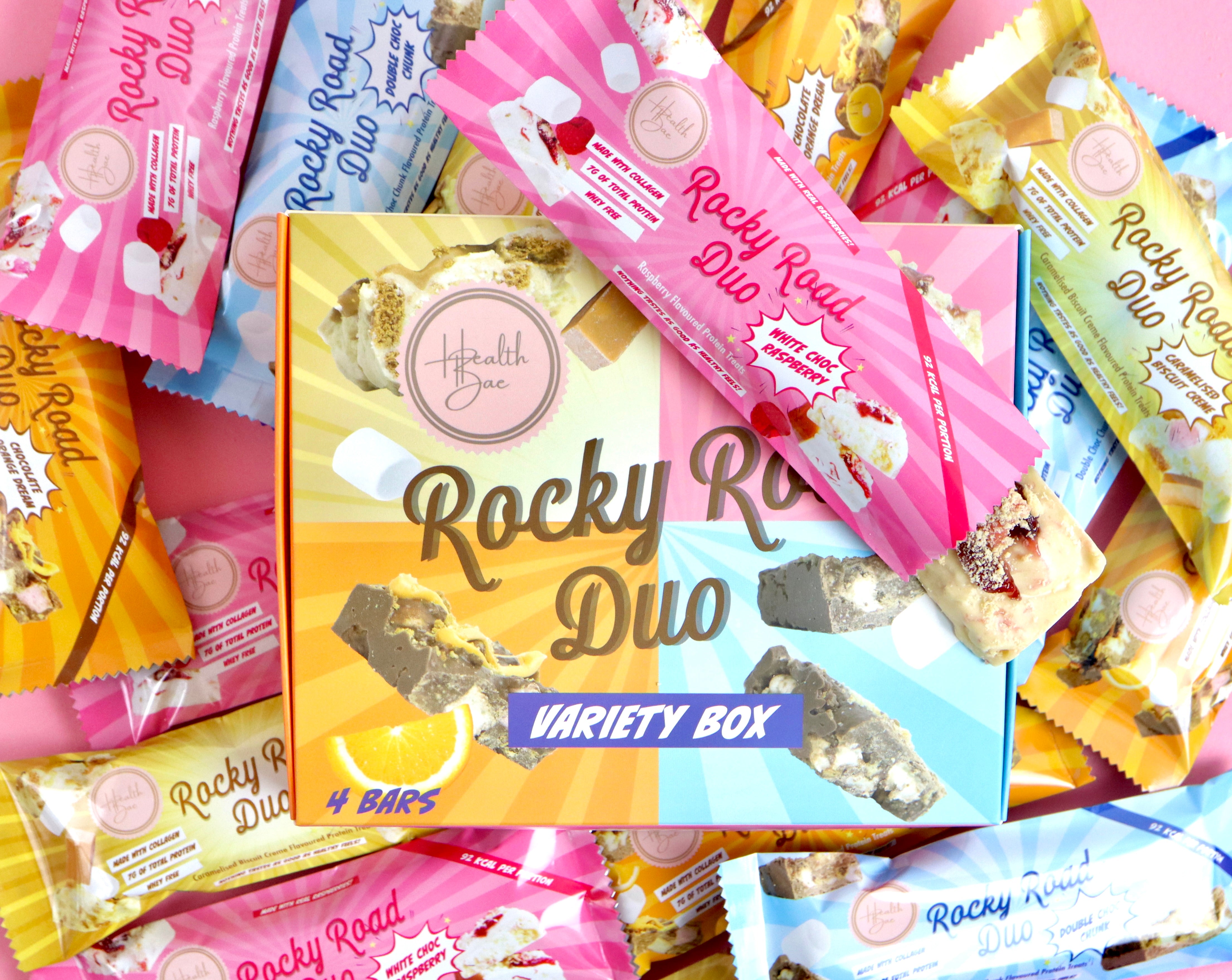 Protein rocky road variety box- 4 bars – Healthbae
